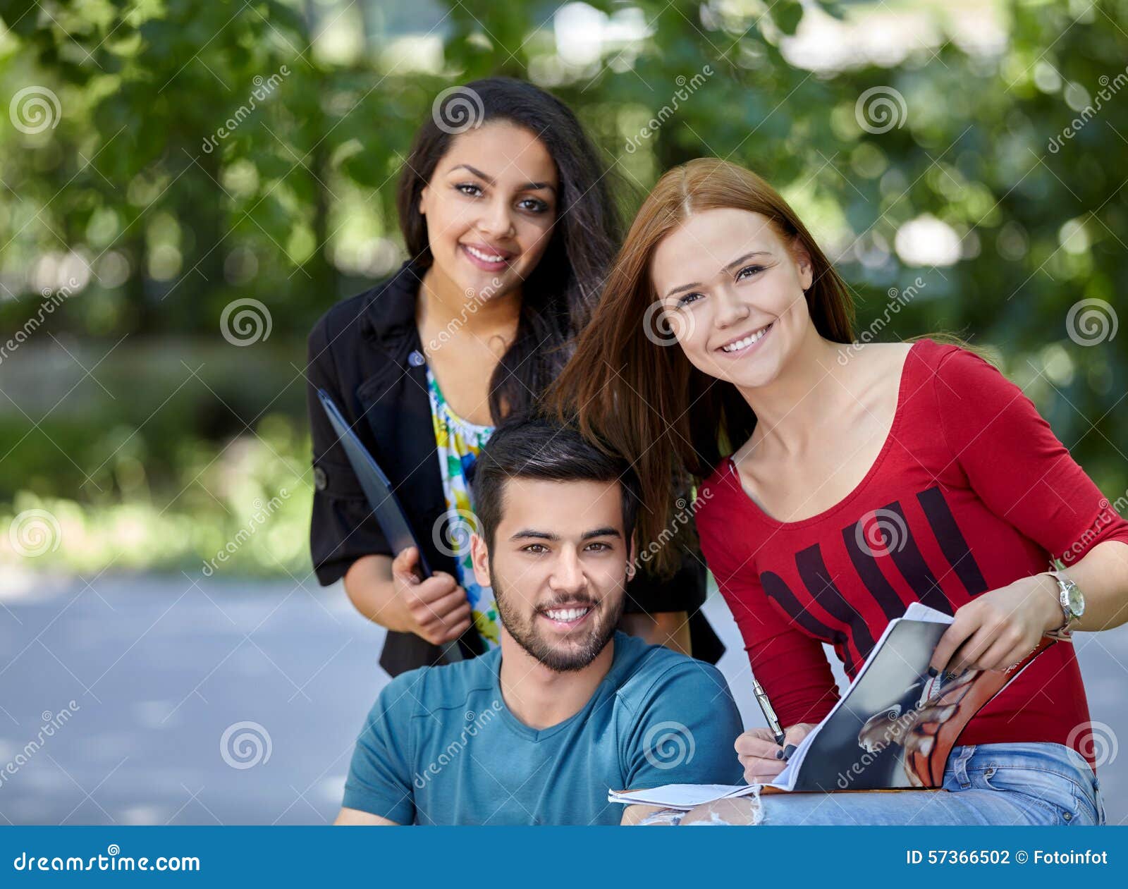Group of Students Doing Homework Outside Stock Photo - Image of casual ...