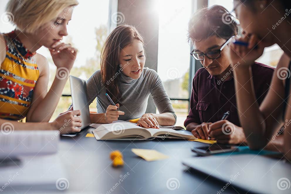 Group of Students Doing School Assignment Stock Image - Image of ...