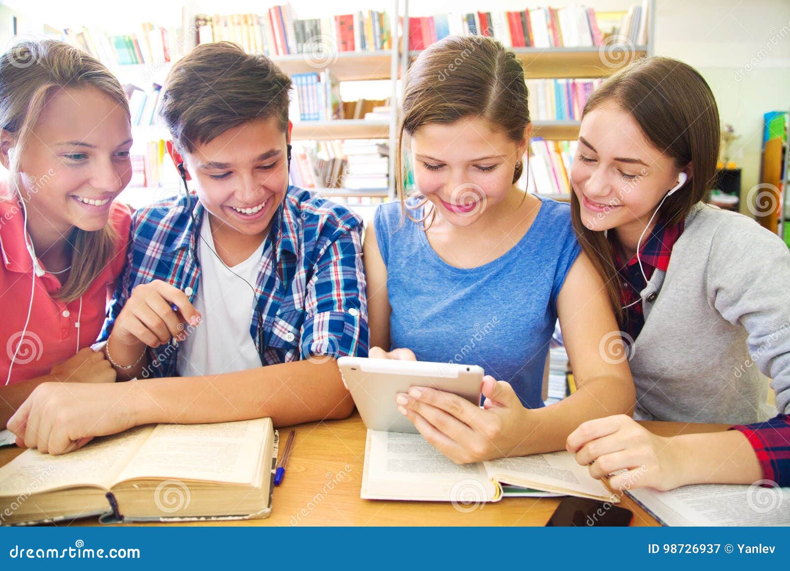 Teens in library stock image. Image of people, adults - 98726937
