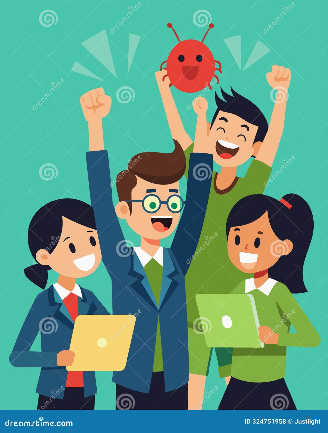 A Group of Students Flashing Triumphant Grins at Each Other Having ...