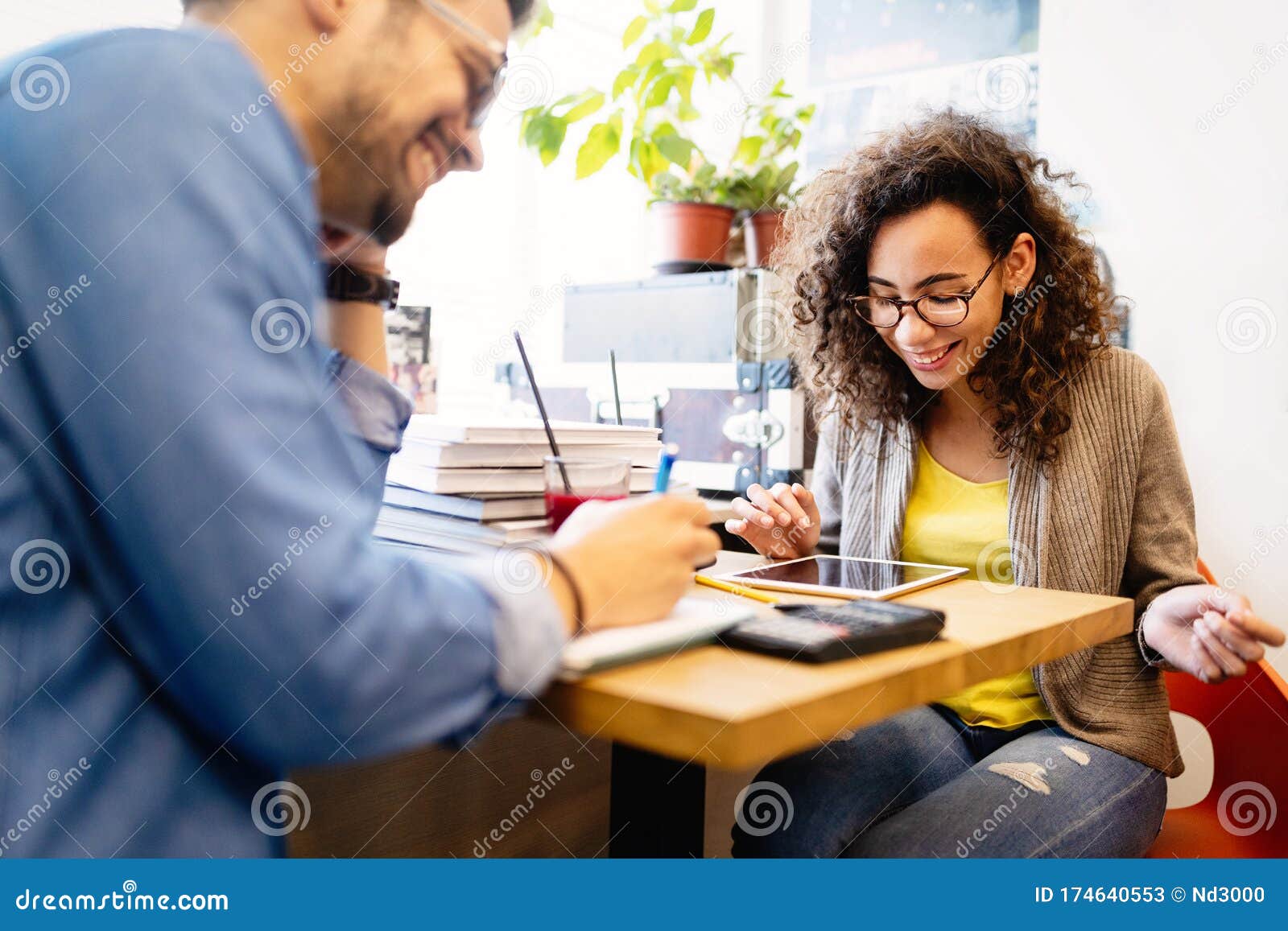 Group of Students Study at Library. Learning and Preparing for ...