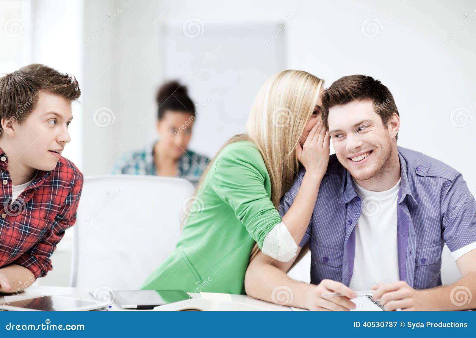 Group of Students Gossiping at School Stock Image - Image of attractive ...