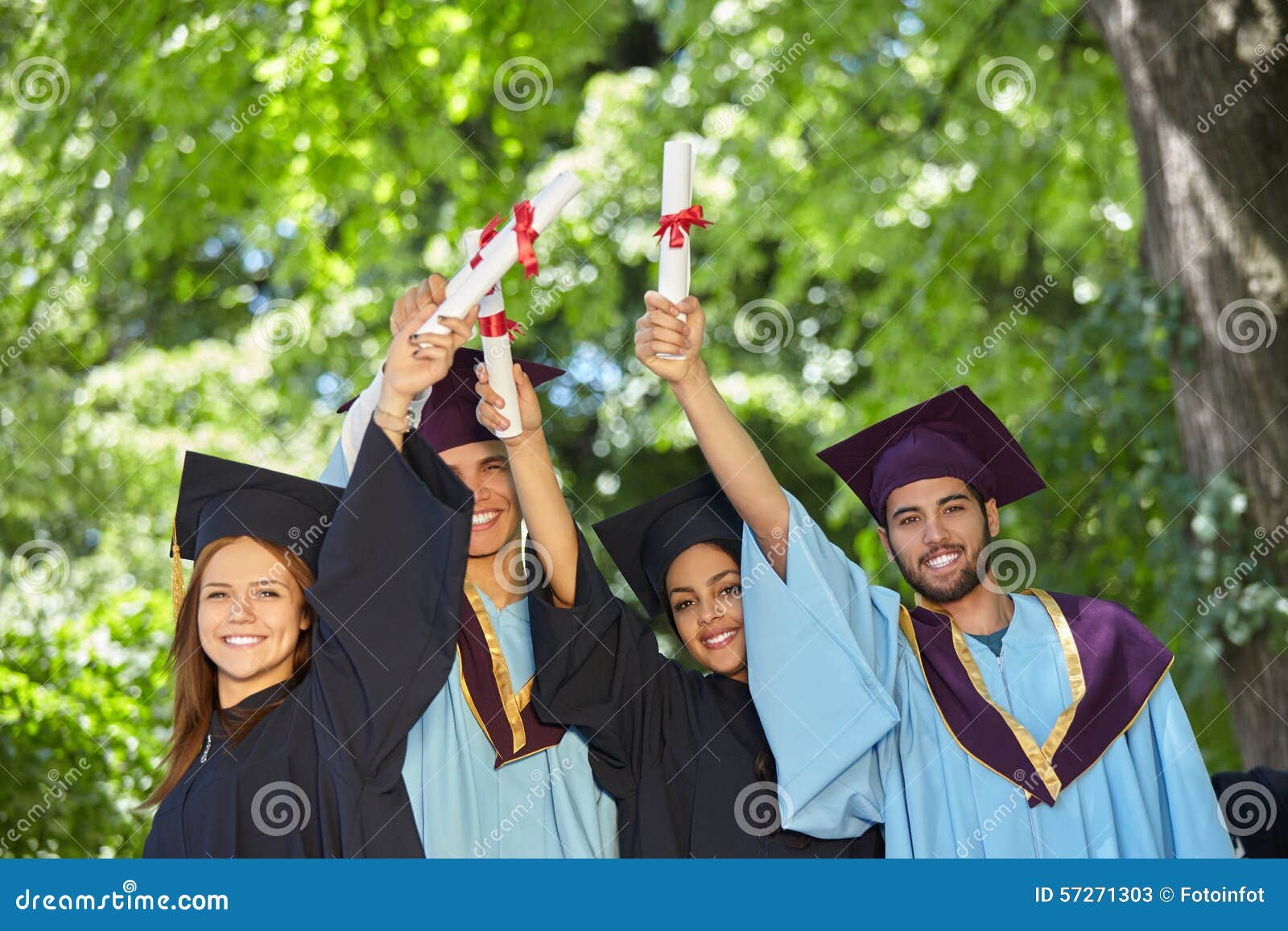 Group of Students in Graduation Gowns and Caps Stock Image - Image of ...