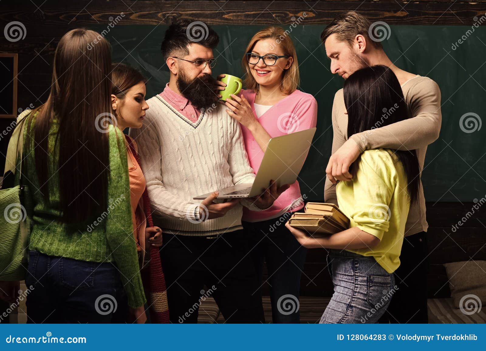 Group of Students, Groupmates Spend Time with Teacher, Lecturer ...