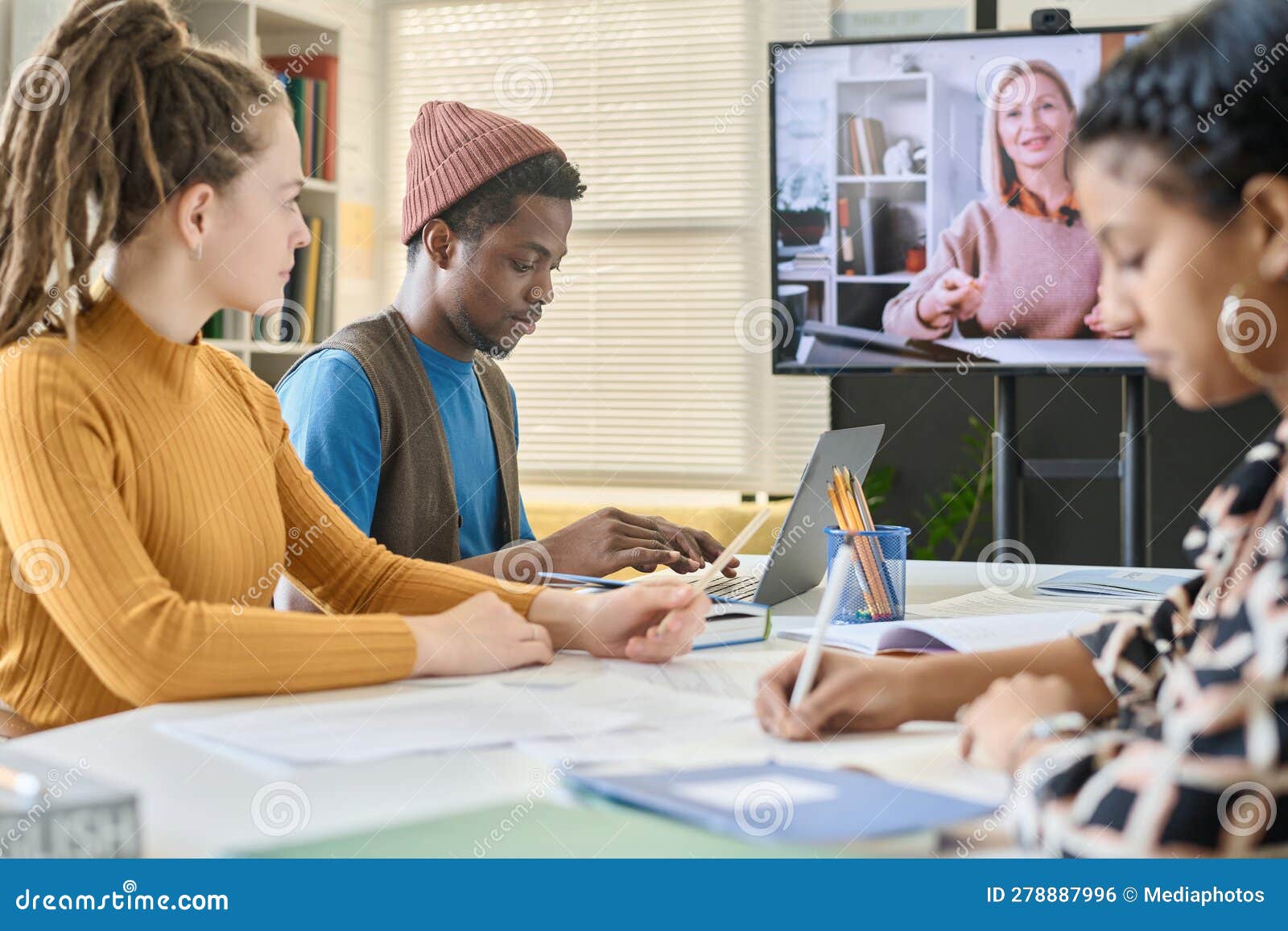 Students Having Lesson with Native Speaker Stock Photo - Image of learn ...