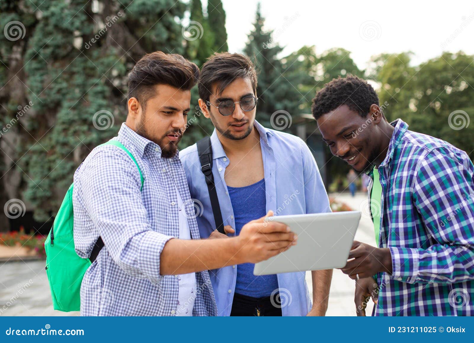 The Group of Students Help Your Classmate with Navigation Stock Image ...