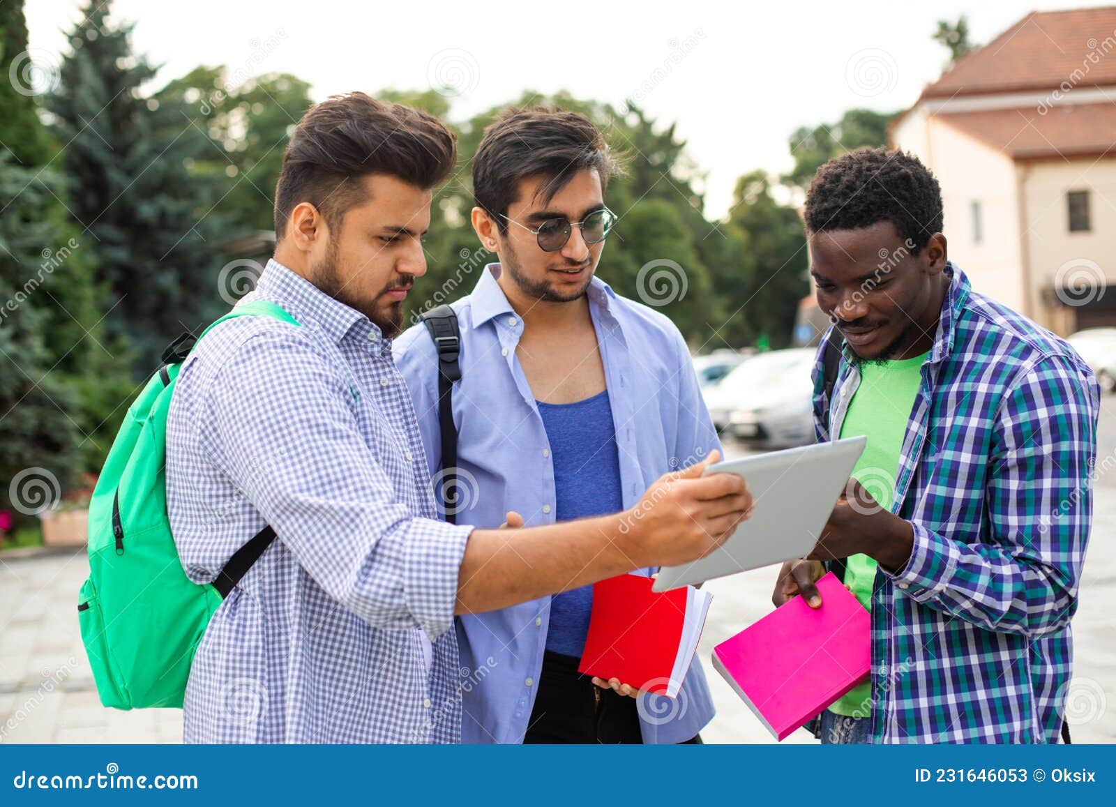 The Group of Students Help Your Classmate with Navigation Stock Image ...