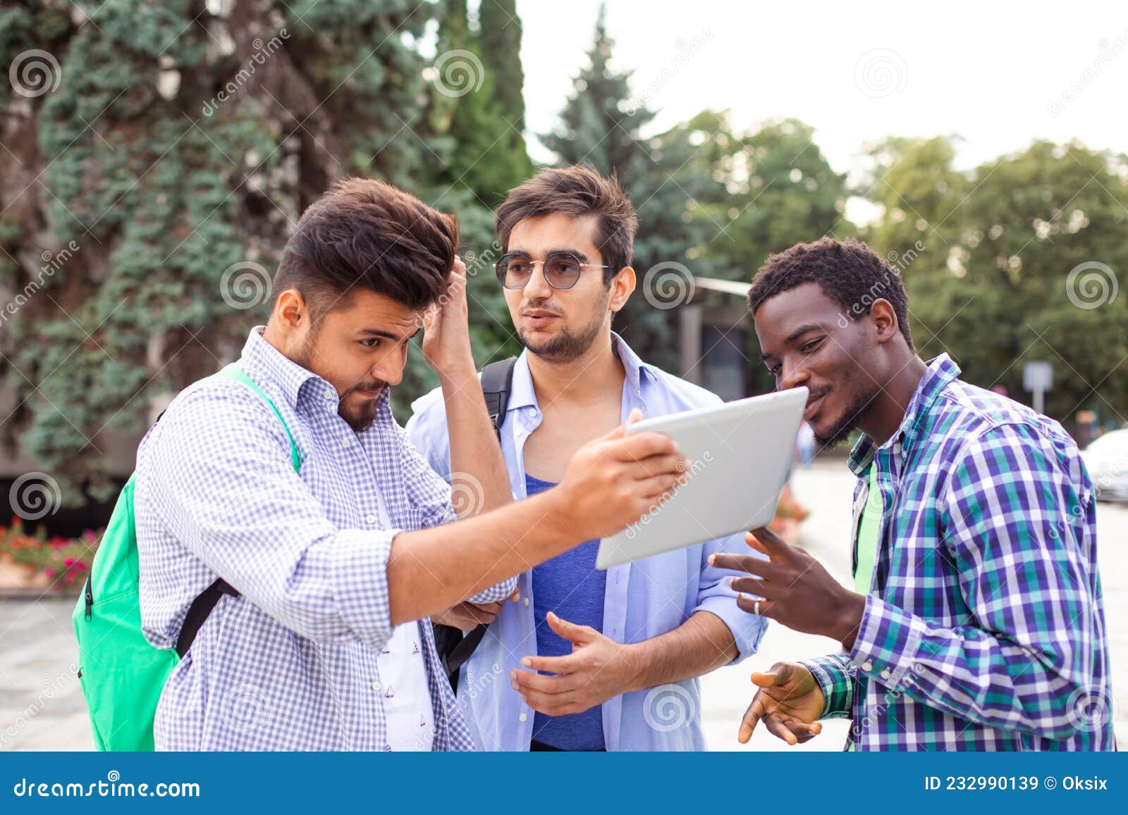 The Group of Students Help Your Classmate with Navigation Stock Image ...