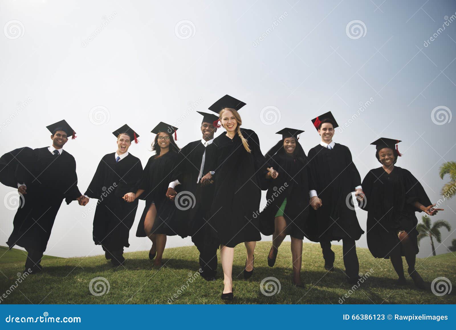 Group Students Holding Hands Graduation Concept Stock Image - Image of ...