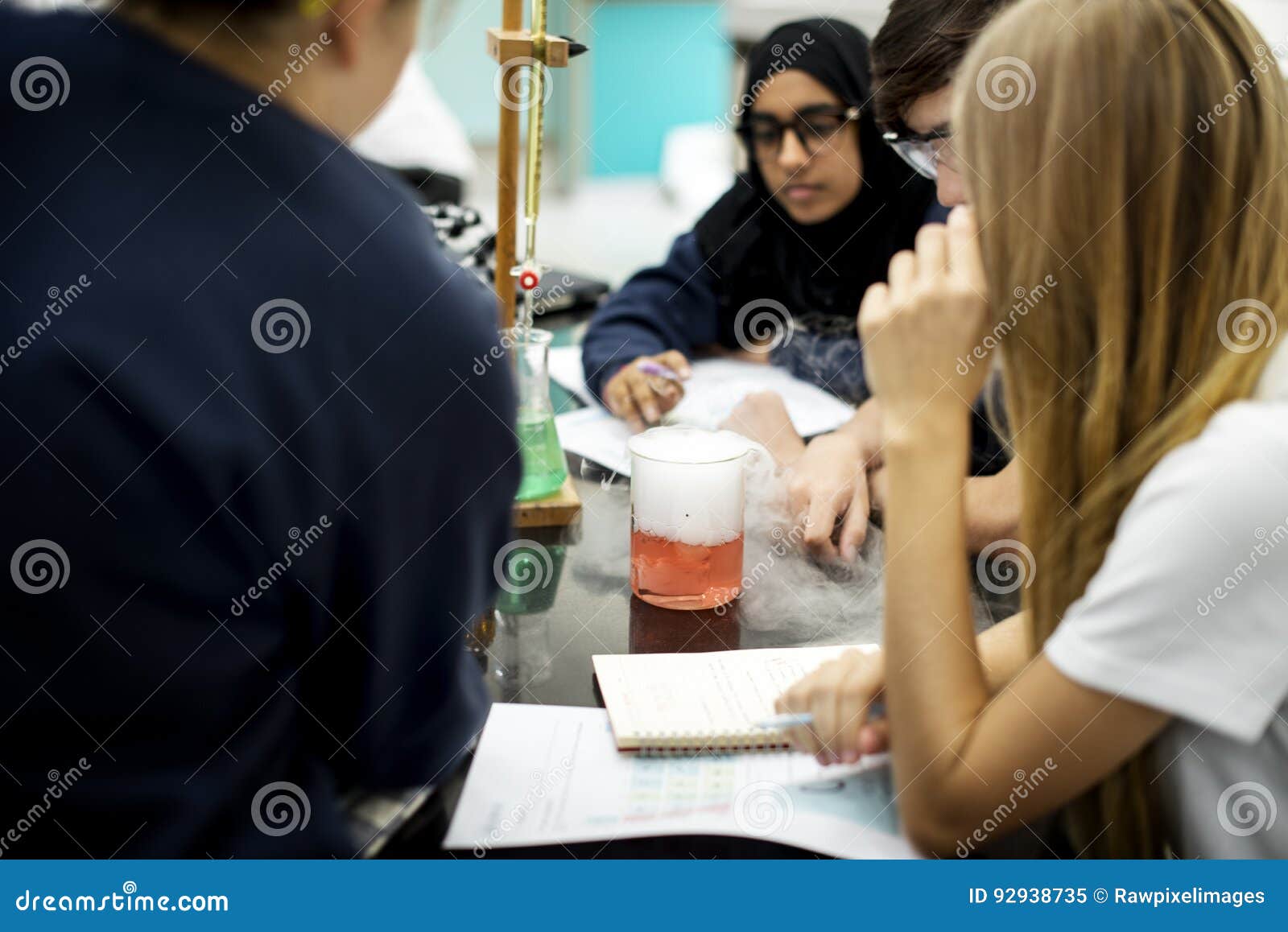 Group of Students Laboratory Lab in Science Classroom Stock Image ...