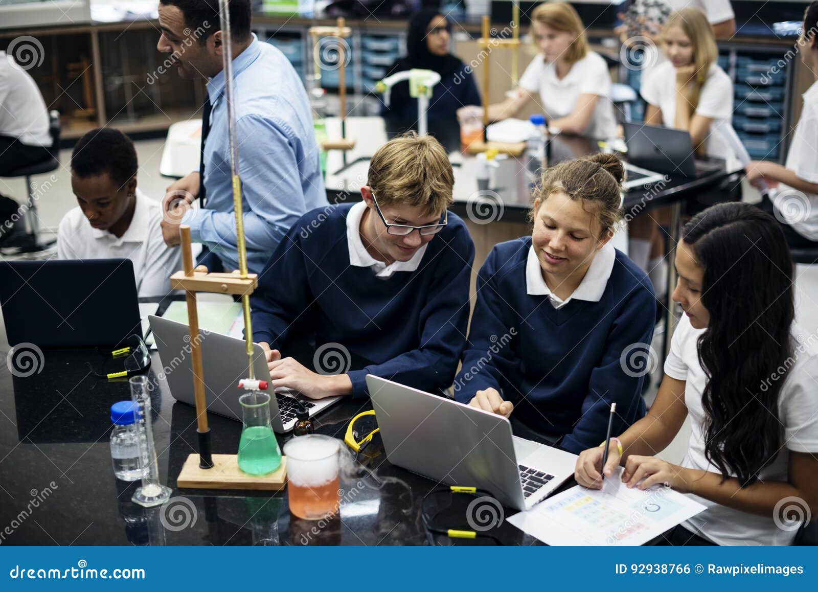 Group of Students Laboratory Lab in Science Classroom Stock Photo ...