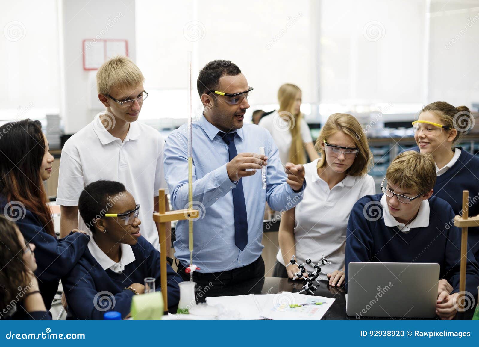 Group of Students Laboratory Lab in Science Classroom Stock Photo ...