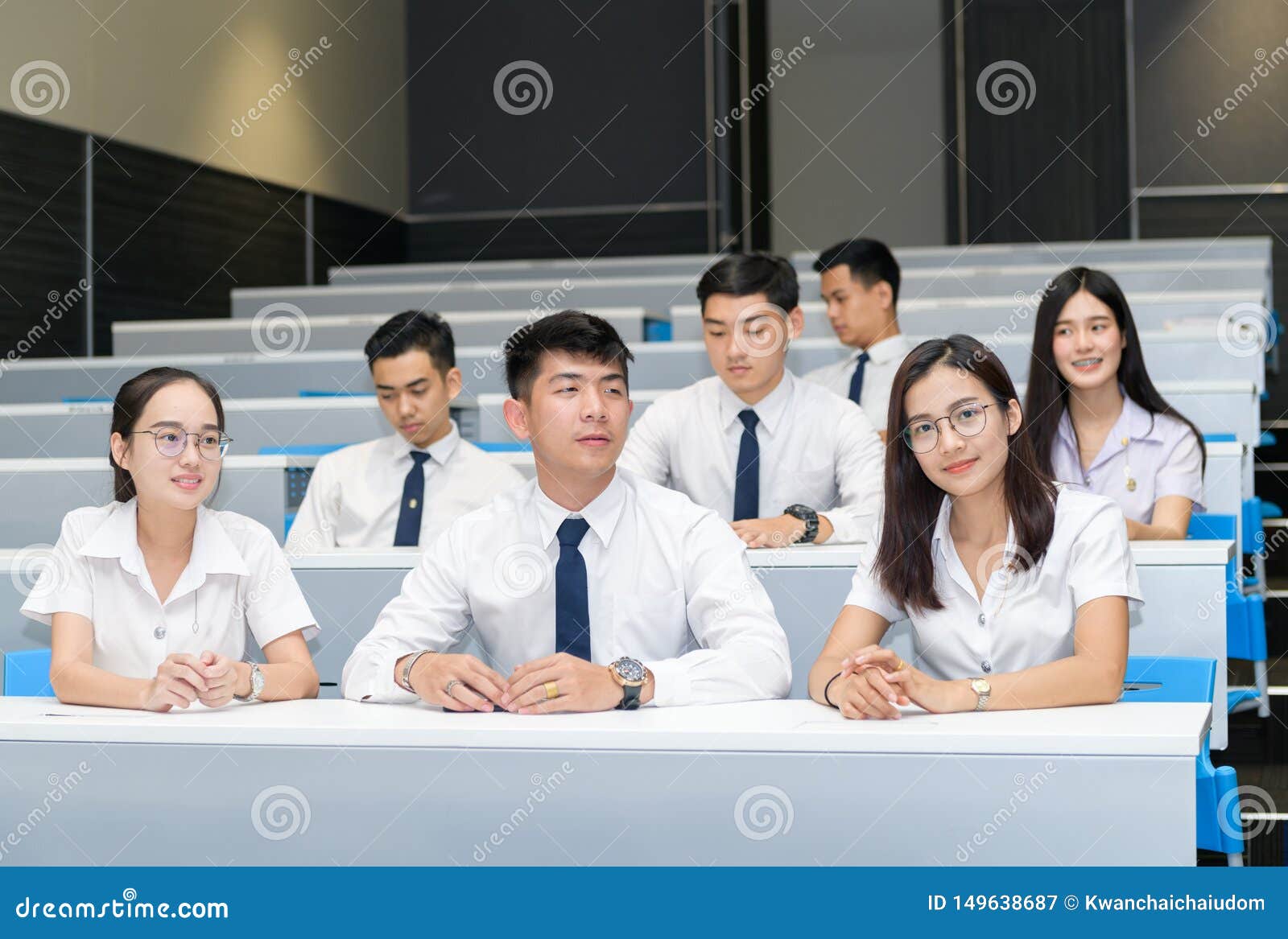 Group of Students Learning in Classroom Stock Image - Image of happy ...