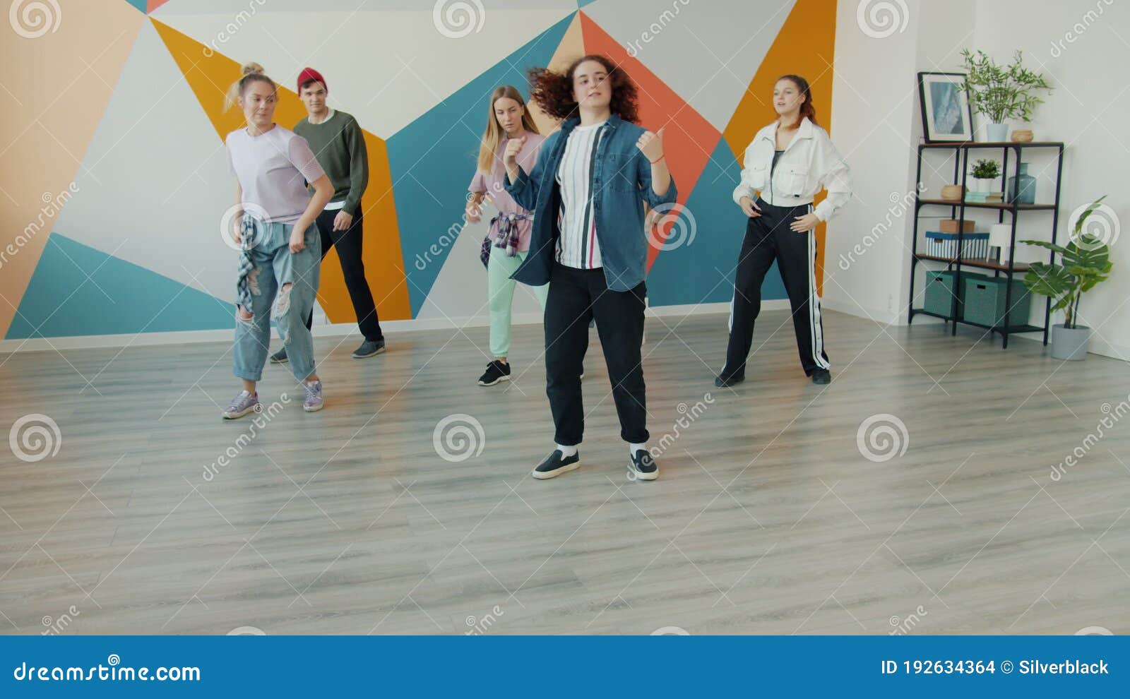 Group of Students Learning Dance Moves from Professional Dancer Female ...