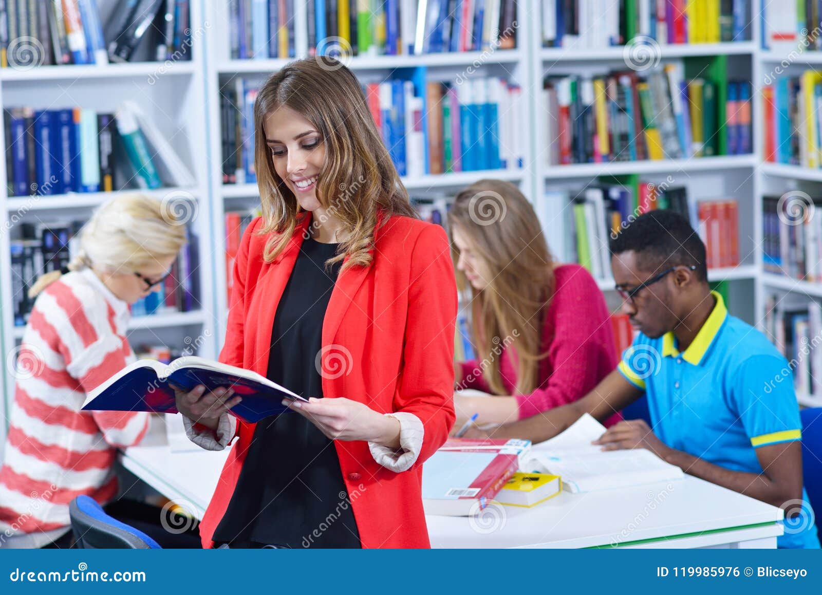 Group of Students Learning in Library at University Stock Photo - Image ...