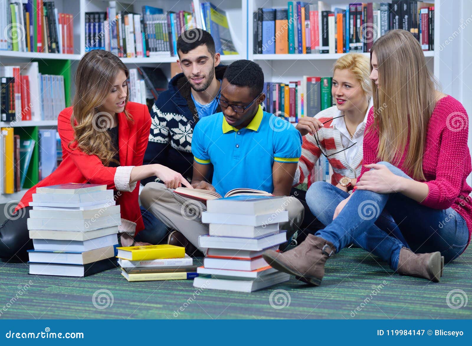 Group of Students Learning in Library at University Stock Image - Image ...