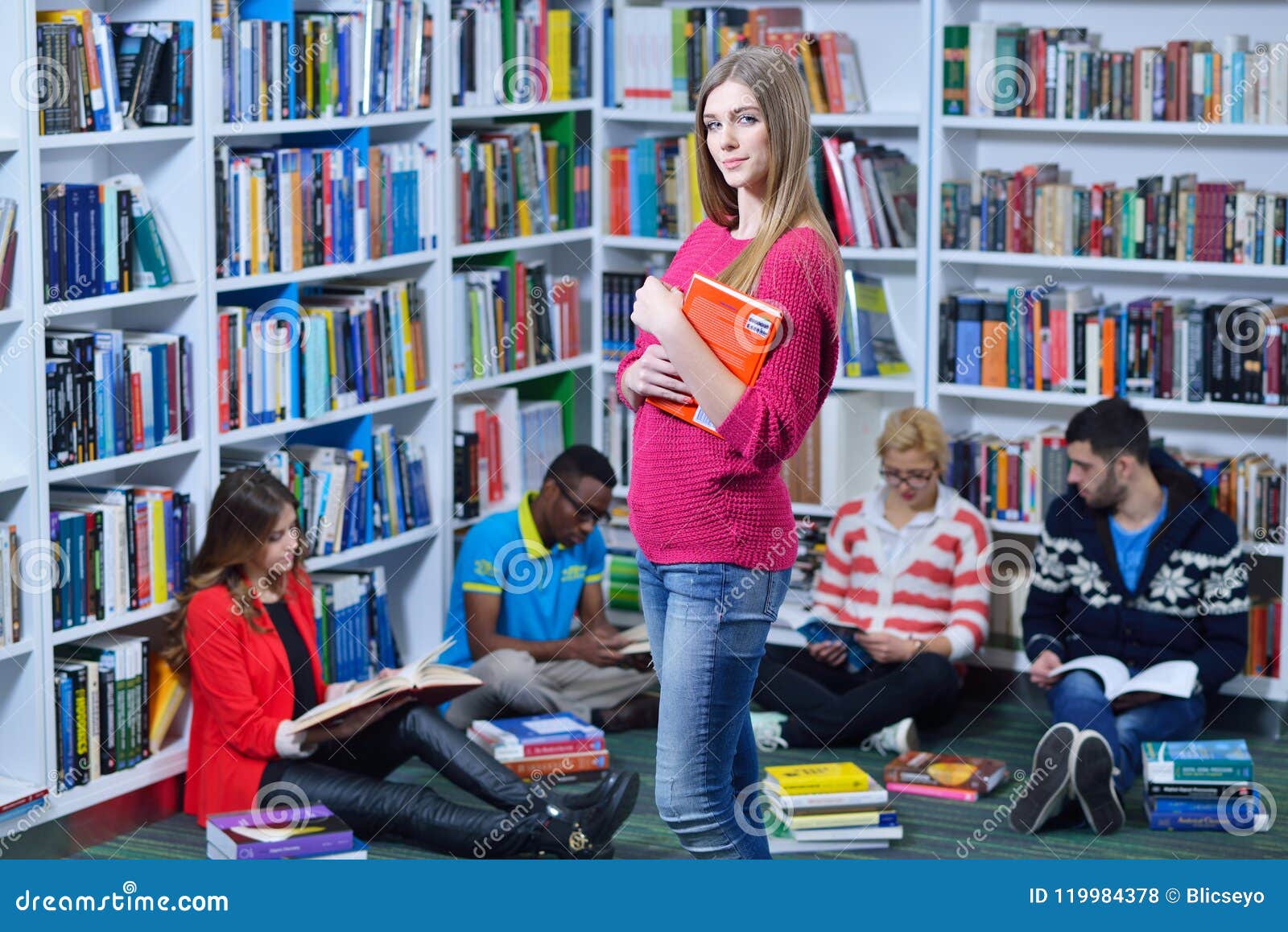 Group of Students Learning in Library at University Stock Photo - Image ...