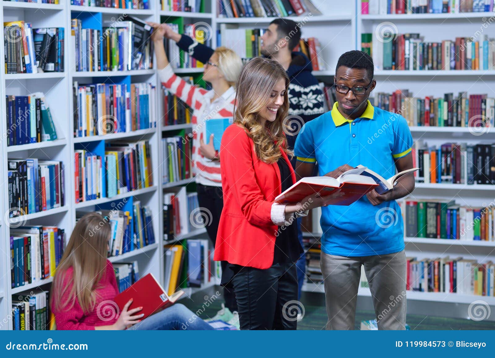Group of Students Learning in Library at University Stock Image - Image ...