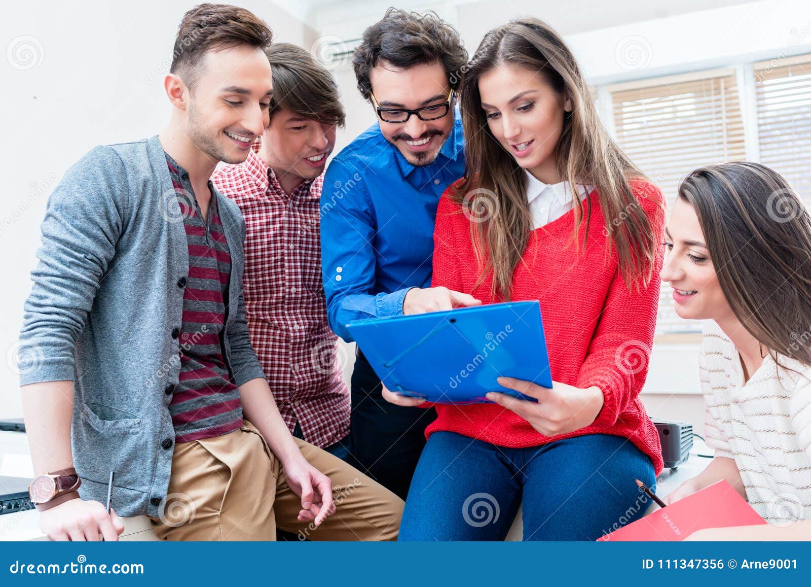 Group of Students Learning Together in College Stock Photo - Image of ...