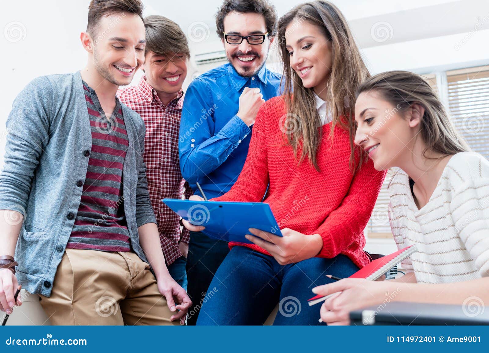 Group of Students Learning Together in College Stock Image - Image of ...