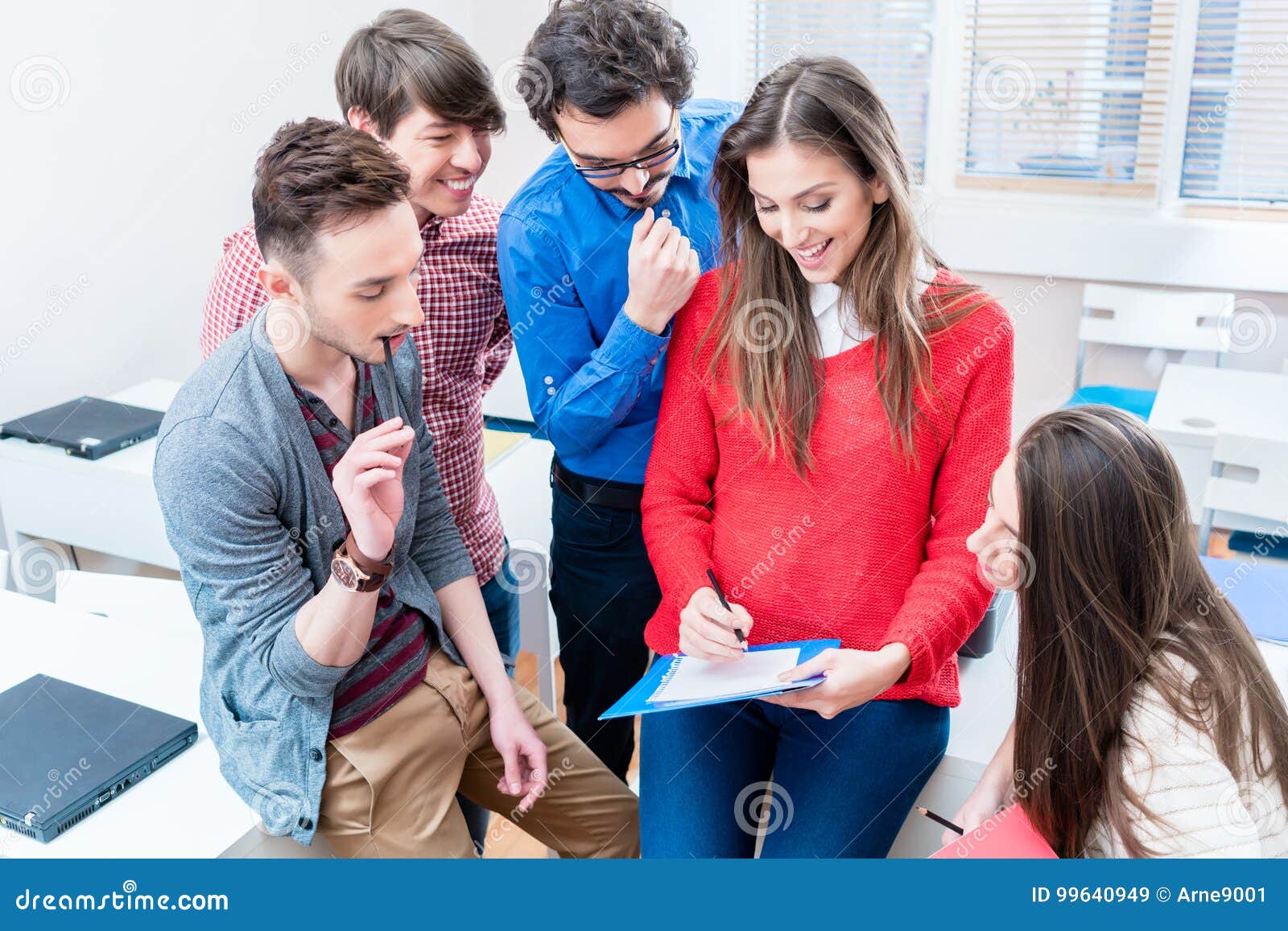 Group of Students Learning Together in College Stock Image - Image of ...