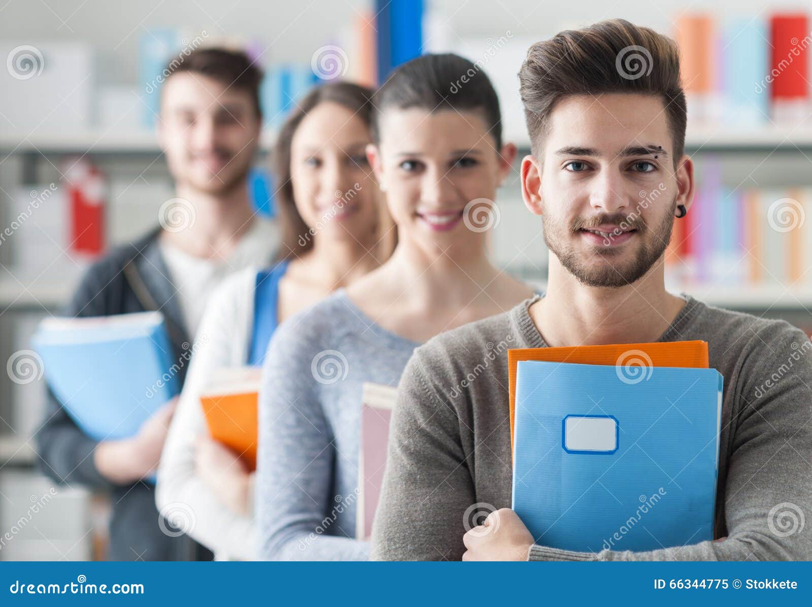 Group of Students in the Library Stock Image - Image of learning ...
