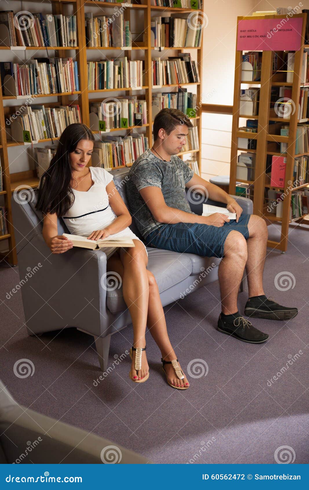 Group of Students in Library Reading Books - Study Group Stock Photo ...
