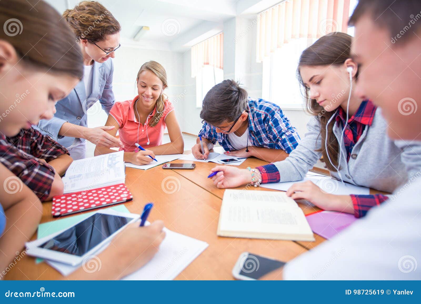Lesson in school stock image. Image of females, horizontal - 98725619