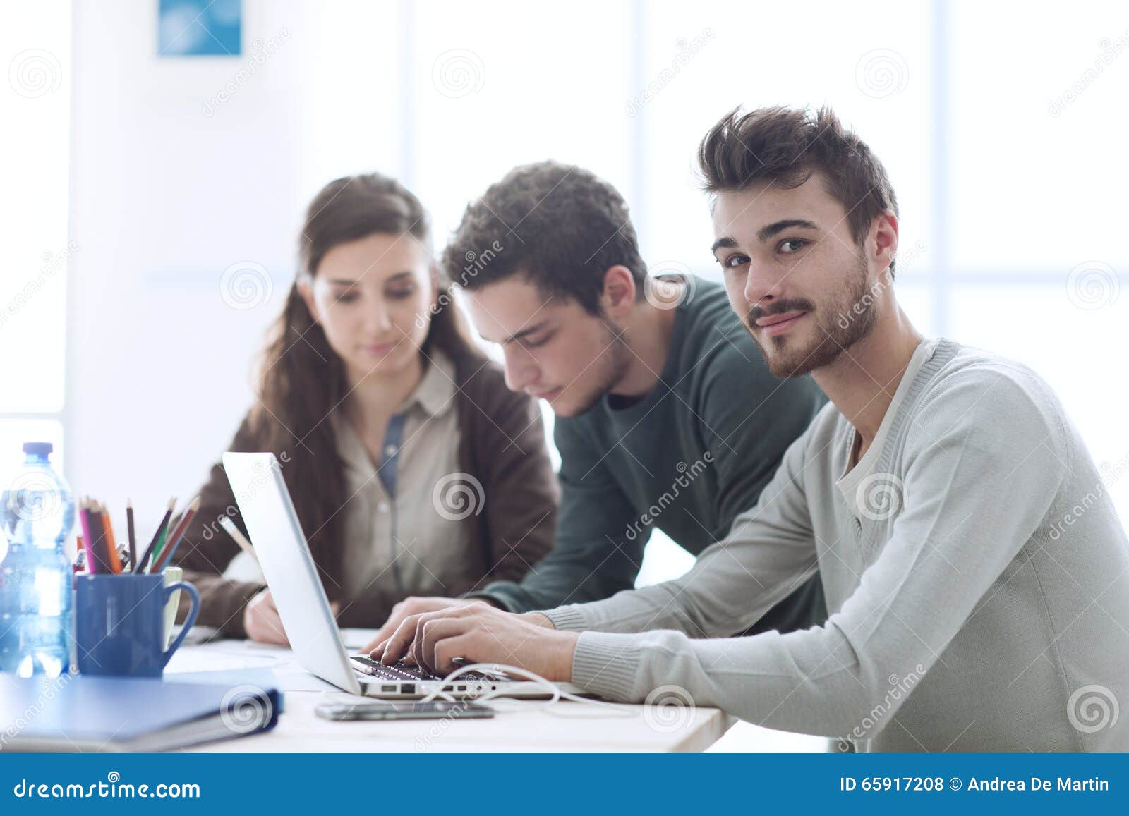 Group of Students Networking Stock Photo - Image of girl, desk: 65917208