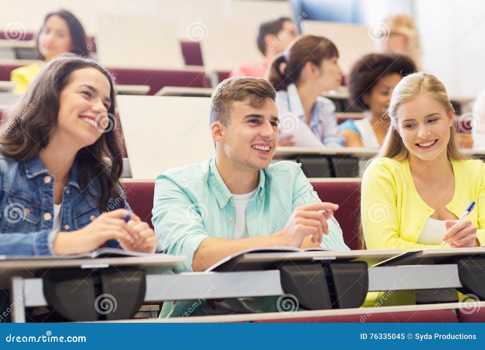 Group of Students with Notebooks in Lecture Hall Stock Image - Image of ...