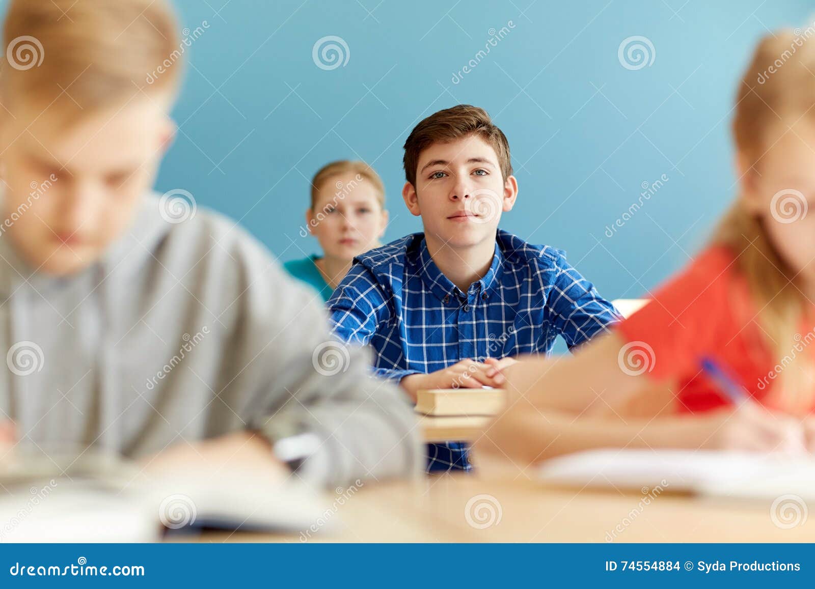 Group of Students with Notebooks at School Lesson Stock Photo - Image ...