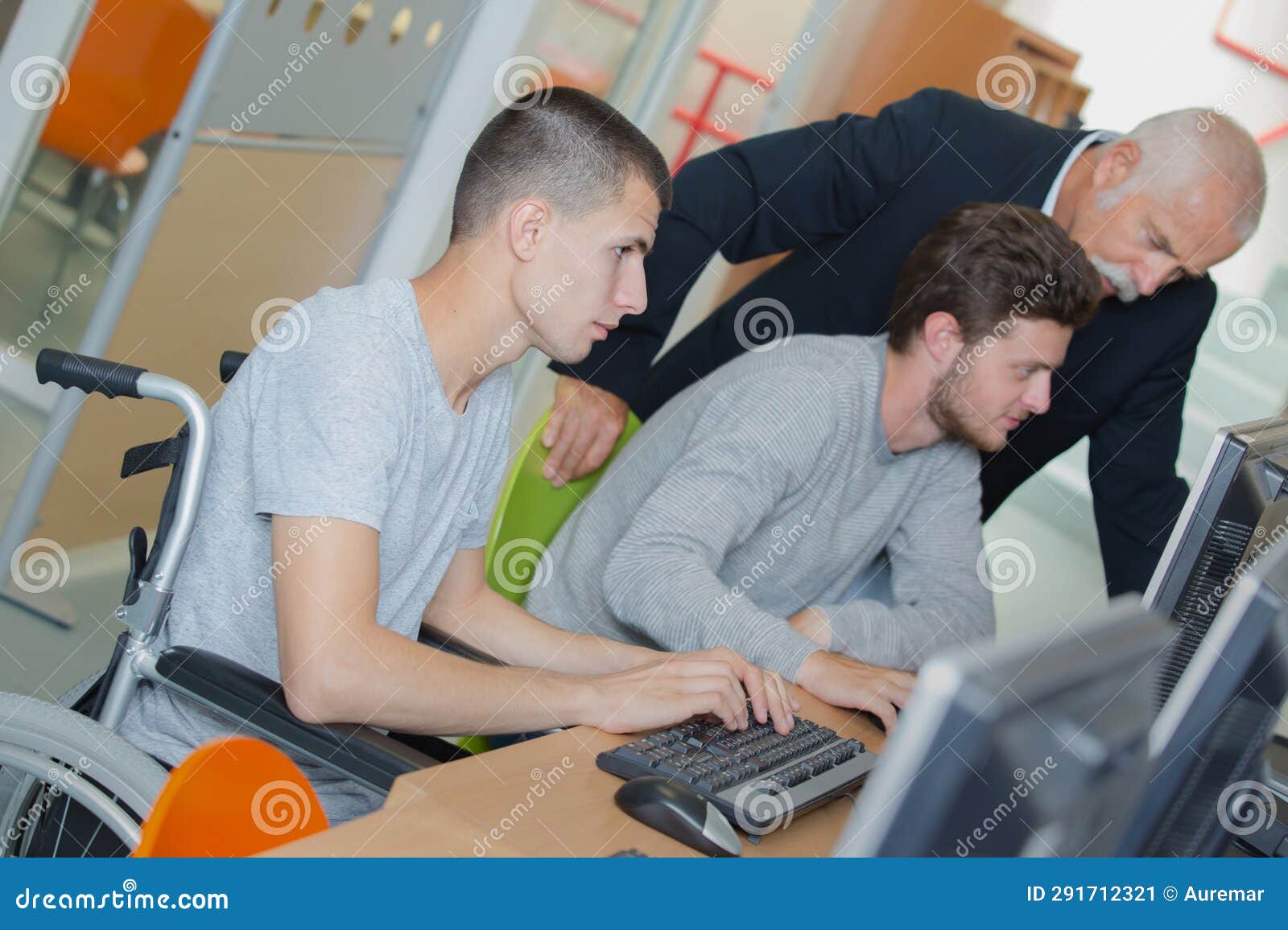 Group Students One Disabled in Computer Science Class Stock Image ...