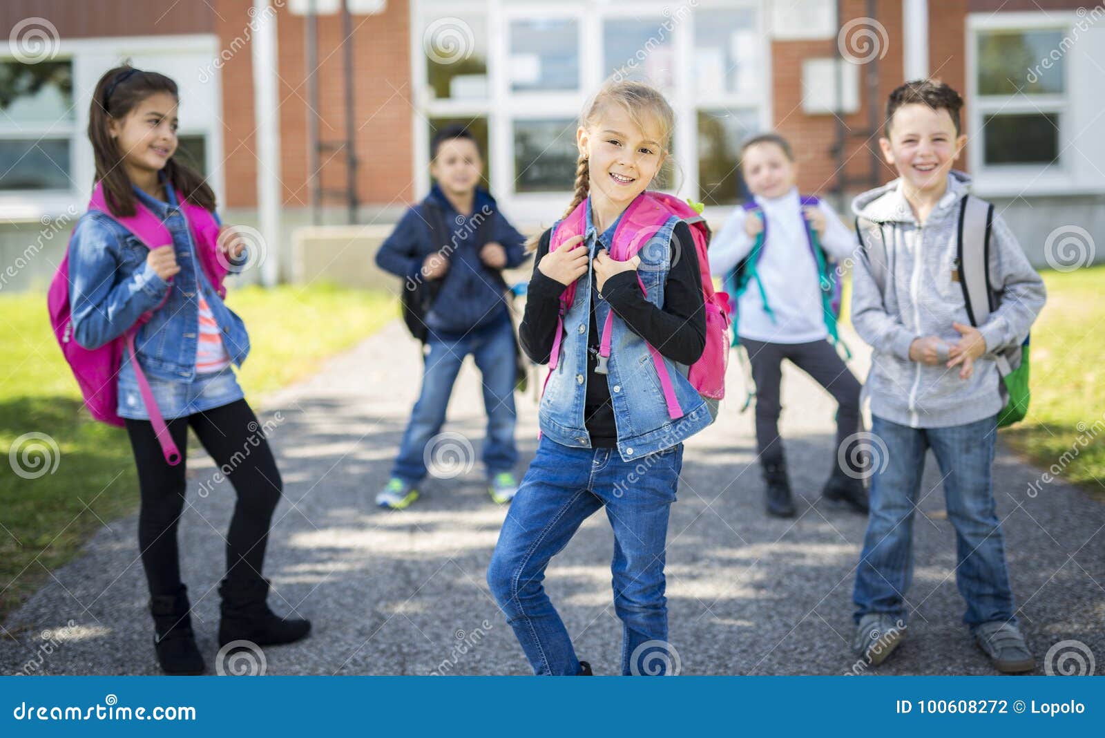 Students Outside School Standing Together Stock Photo - Image of ...