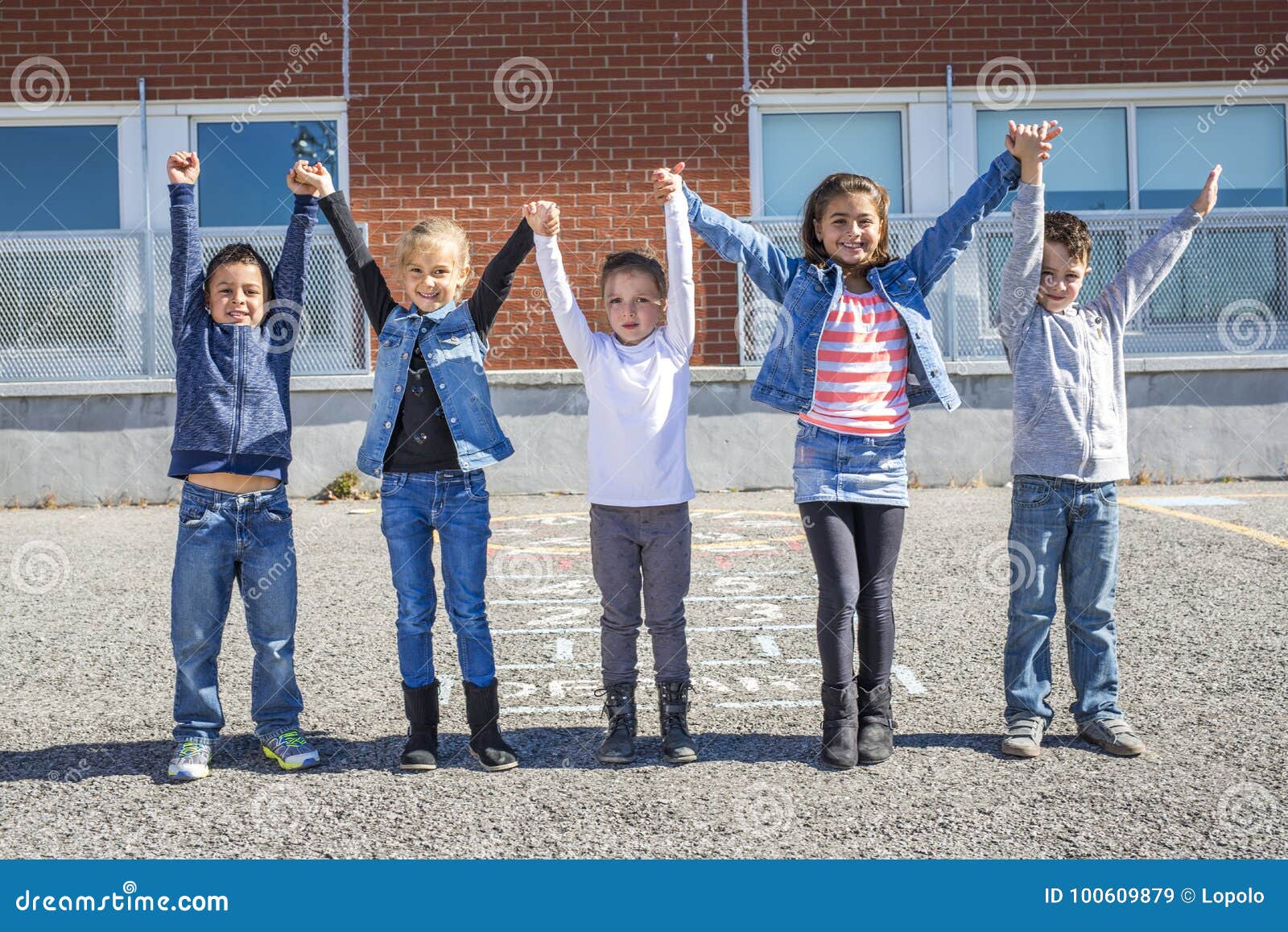 Students Outside School Standing Together Stock Image - Image of ...