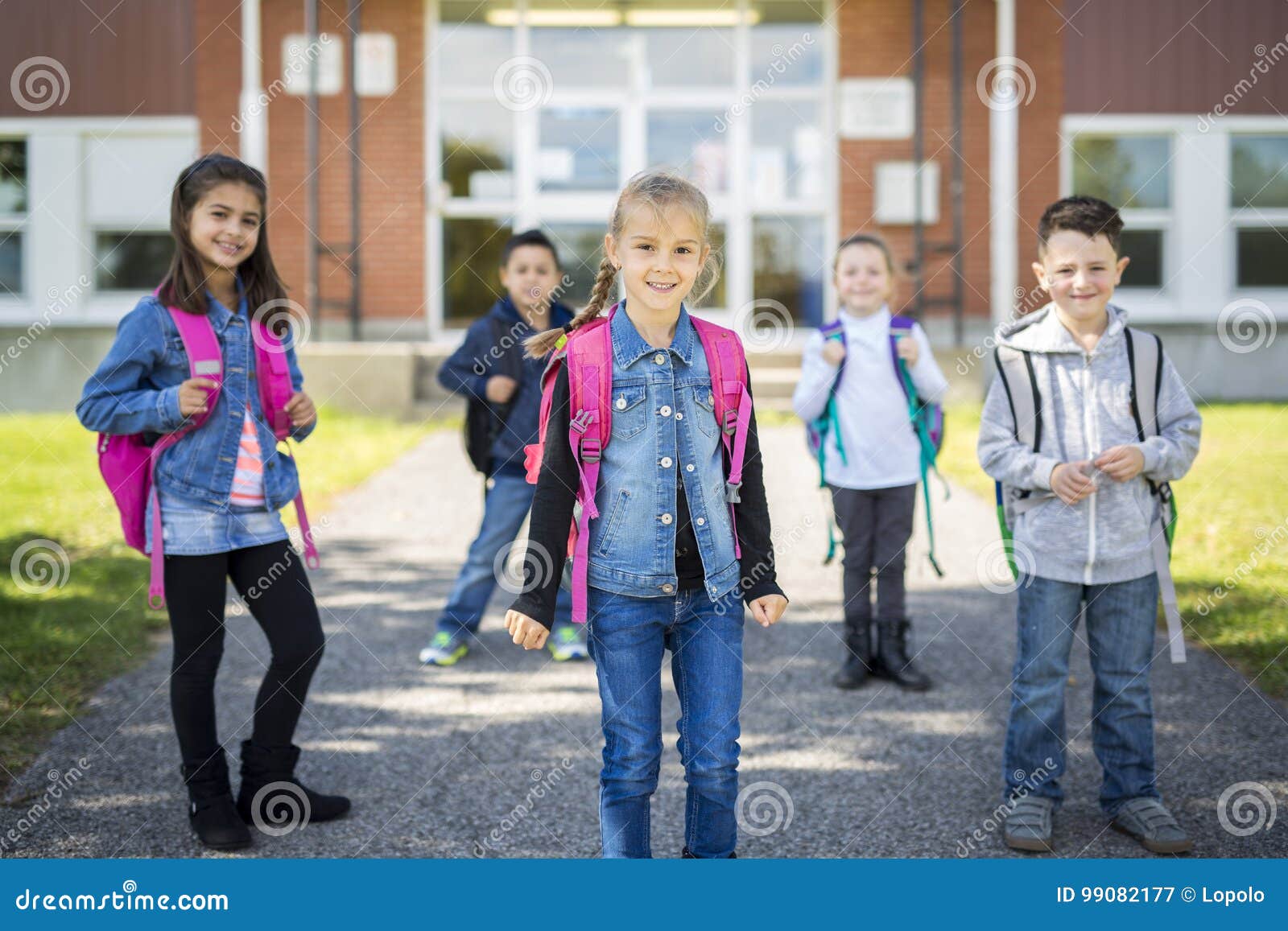 Students Outside School Standing Together Stock Image - Image of ...