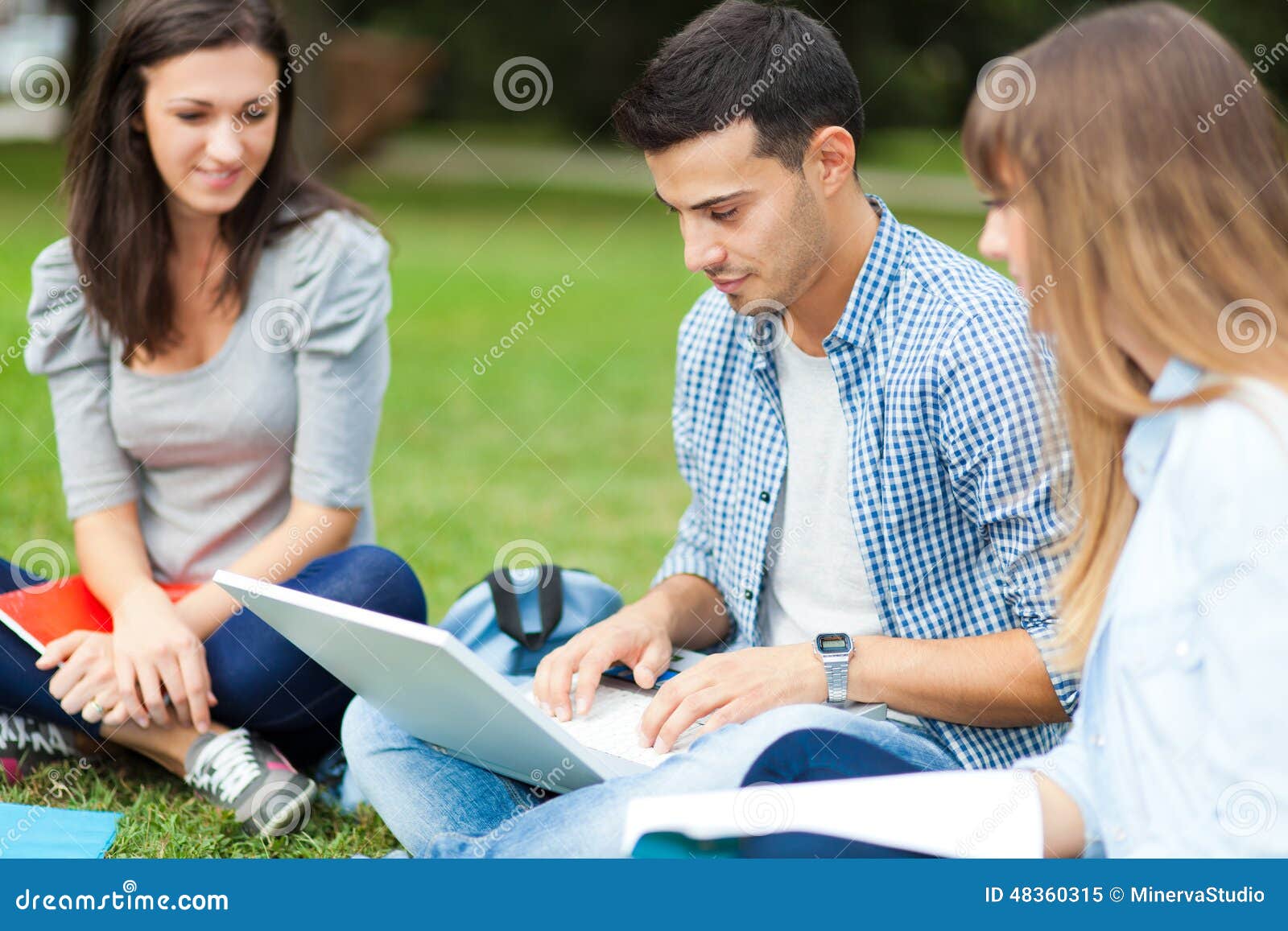 Group of Students in a Park Stock Image - Image of young, beautiful ...