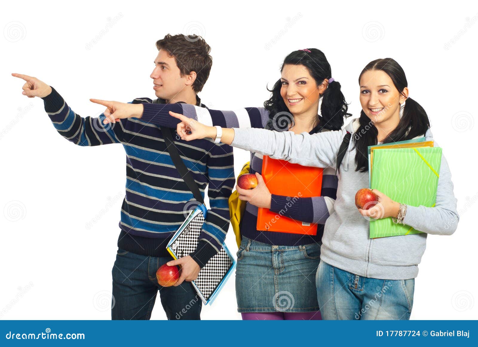 Group of Students Pointing To Copy Stock Photo - Image of looking ...