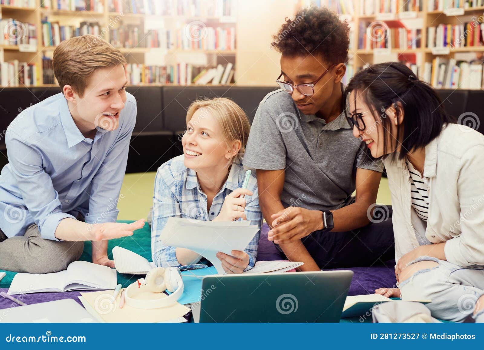Group of Students Preparing for Exam Together Stock Image - Image of ...