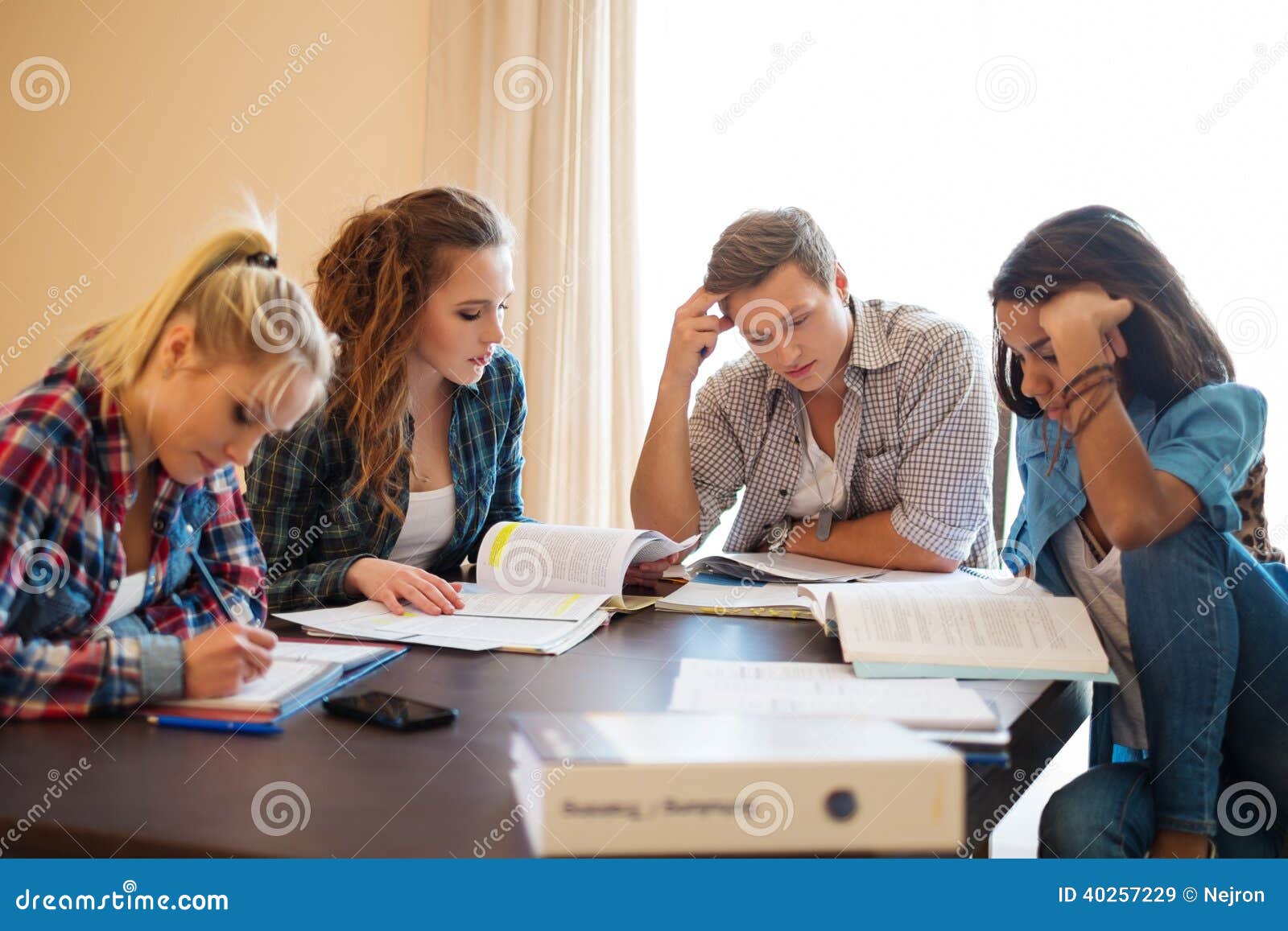 Group of Students Preparing for Exams Stock Image - Image of notebooks ...