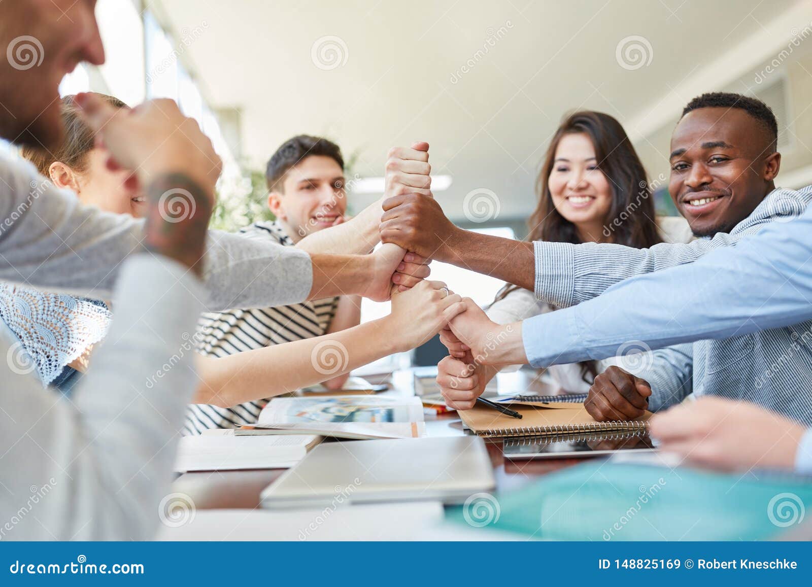 Group of Students Put Hands Together Stock Image - Image of help ...