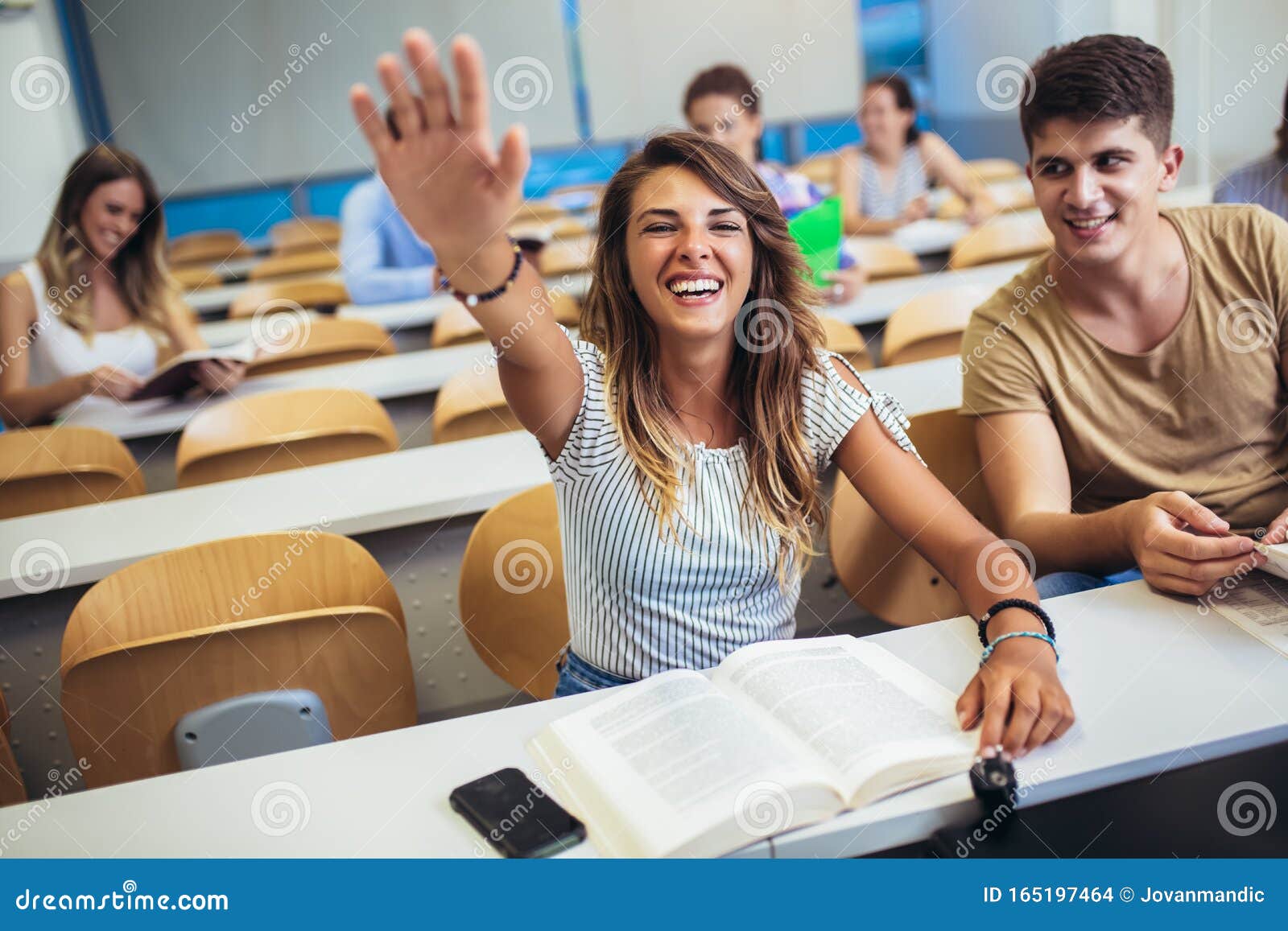 Students Raising Hands in Class on Lecture Stock Photo - Image of ...