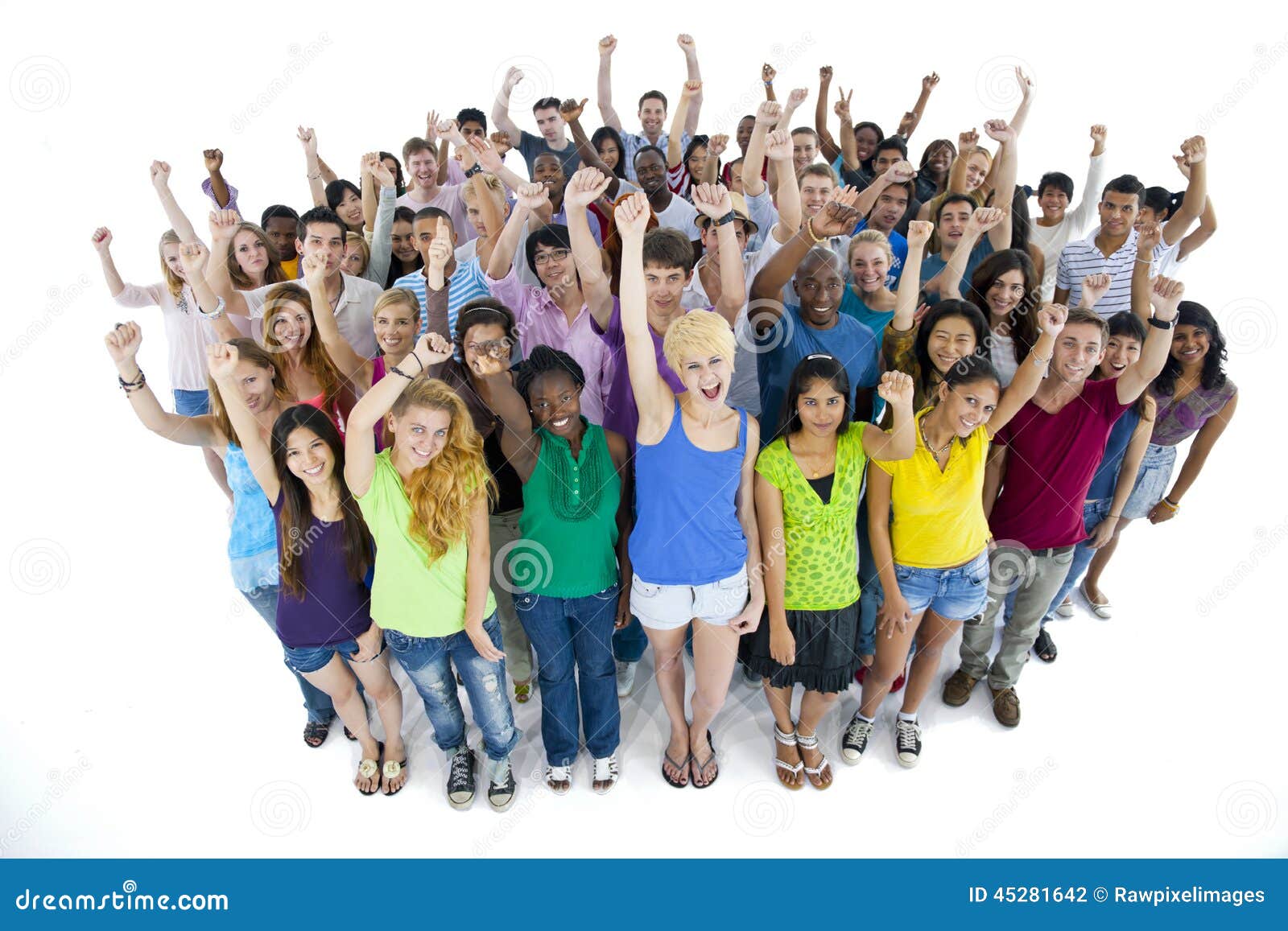 Group of Students Raising Their Arms Stock Photo - Image of arms ...
