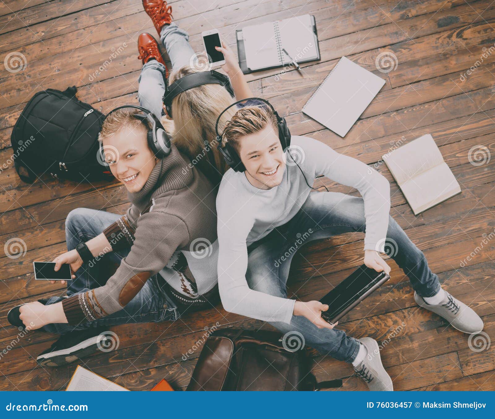 Group Students Reading Books Studyin Floor Stock Photos - Free ...