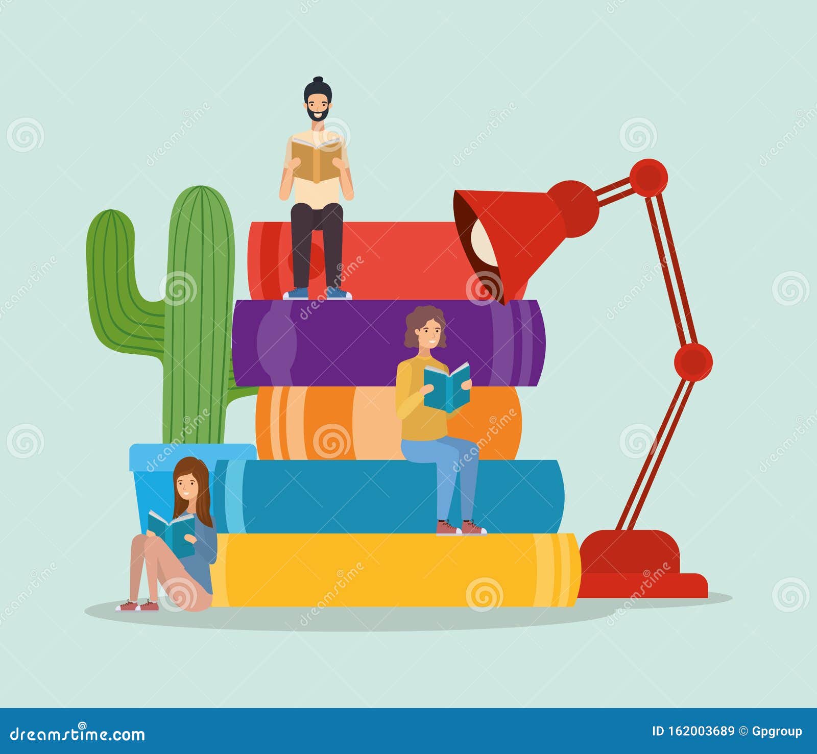 Group of Students Reading Books Stock Vector - Illustration of ...