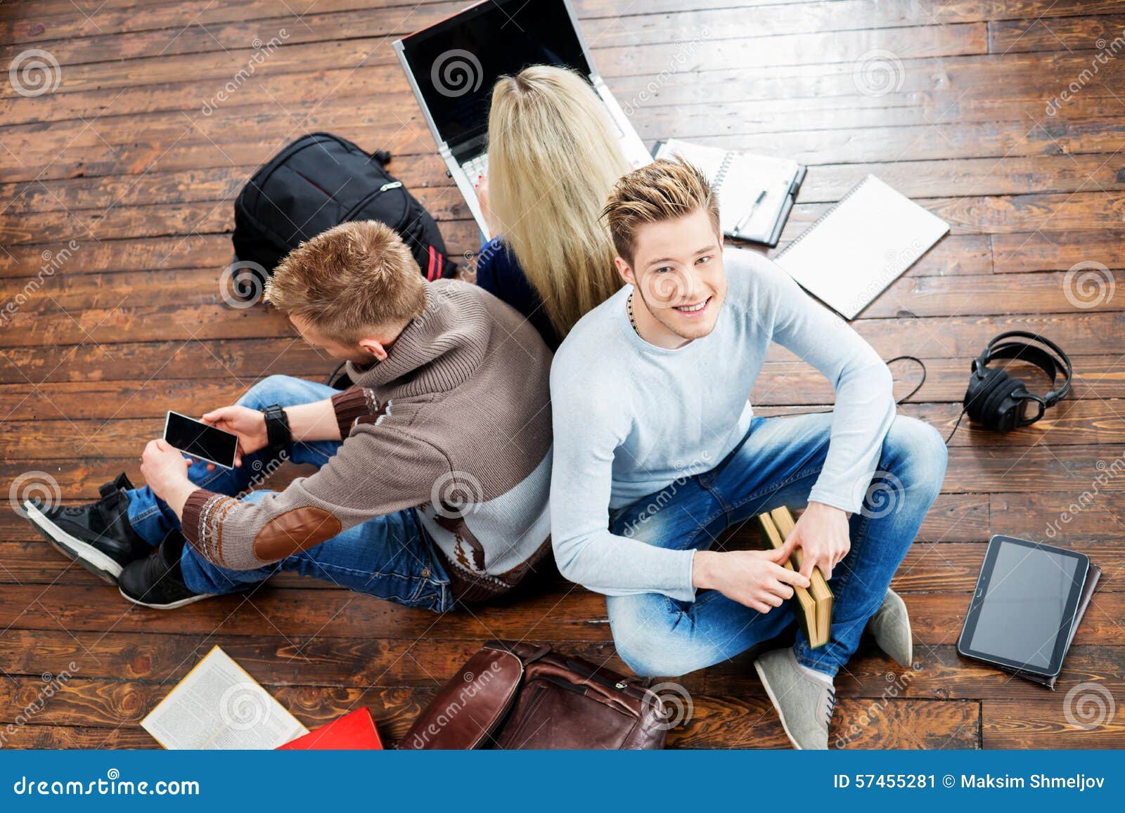 Group of Students Reading Books, Writing in Notebooks Stock Image ...