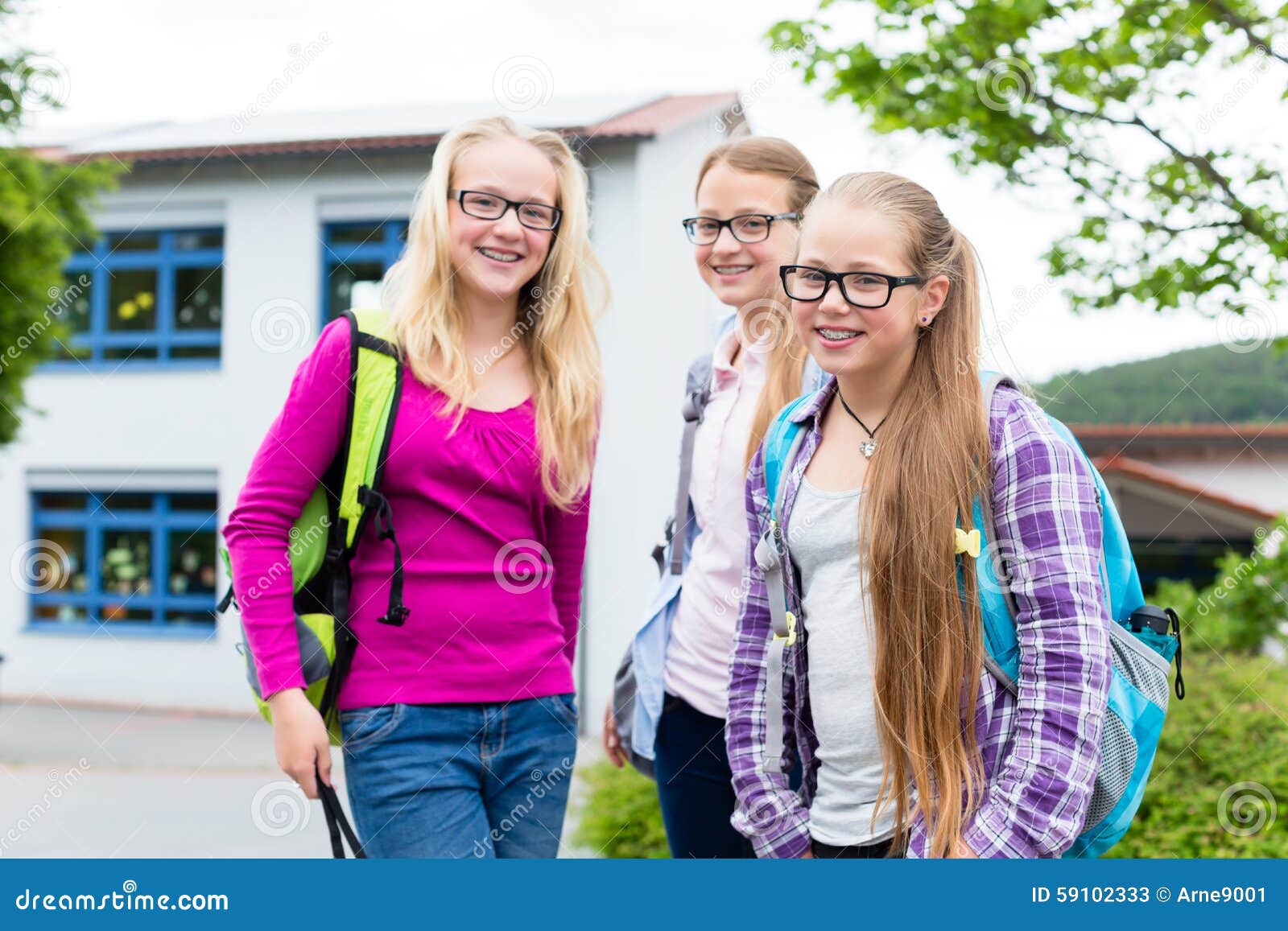 Group of Students in Recess Standing at School Stock Image - Image of ...