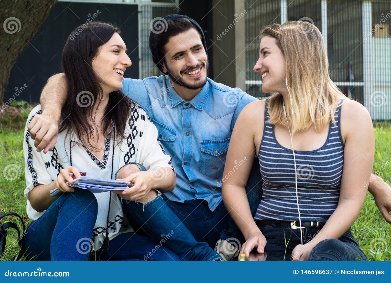 Group of Group of Students Relaxing in School Campus Stock Image ...