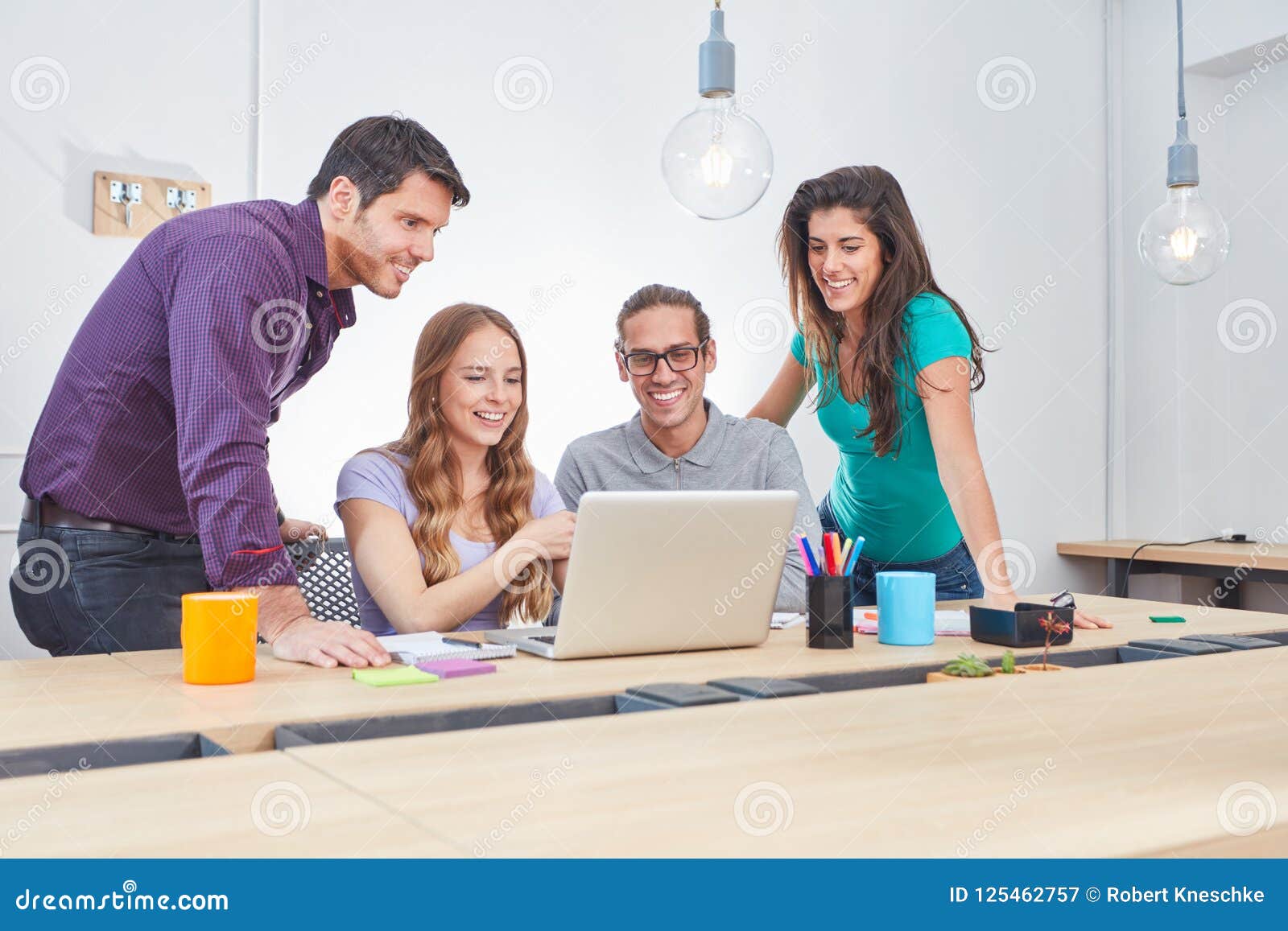 Group of Students Researching on the Laptop Stock Image - Image of idea ...