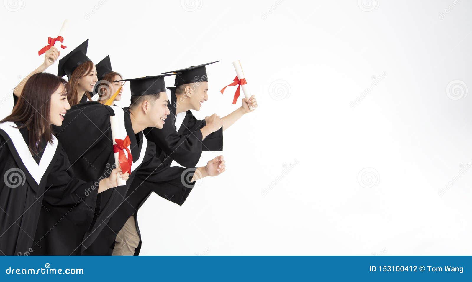 Group of Students Running and Celebrating Graduation Stock Photo ...