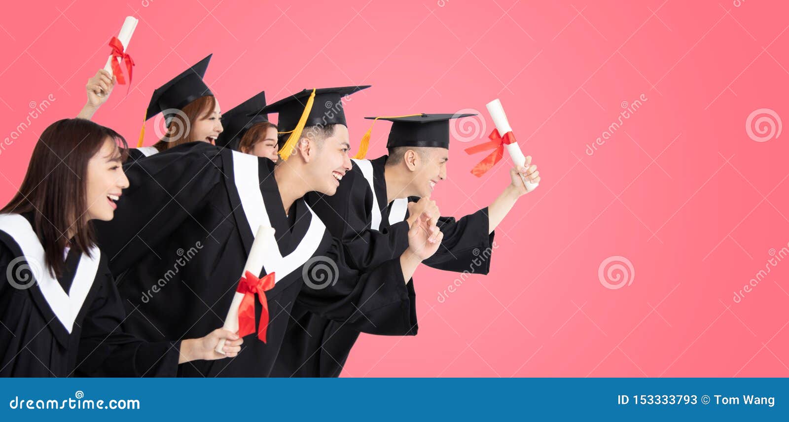 Students Running and Celebrating Graduation Stock Image - Image of ...